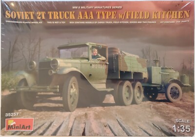 Factory Sealed MiniArt 1/35th Soviet Truck AAA w/ Field Kitchen Kit No ...