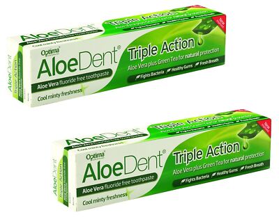 AloeDent Triple Action Fluoride Free Toothpaste 100ml (Pack of 2) | eBay