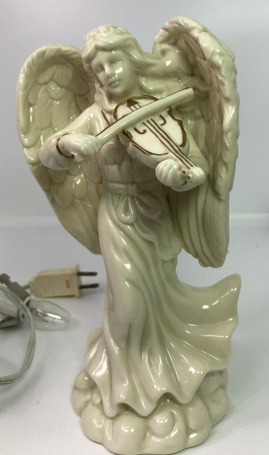 Porcelain Angel night light desk top Angel lamp playing violin | eBay