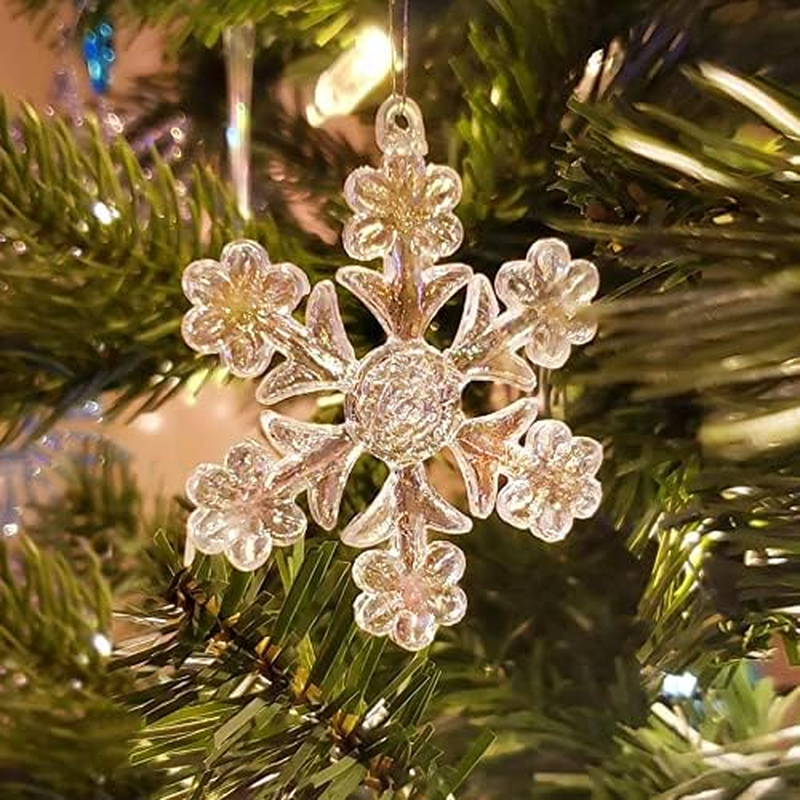 Clear Glass Snowflake Ornaments for Winter Christmas Tree - Set of 12 ...