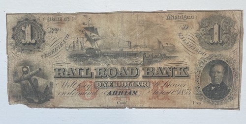MI - $1 ADRIAN Michigan Erie & Kalamazoo Rail Road Bank Aug 1st ...
