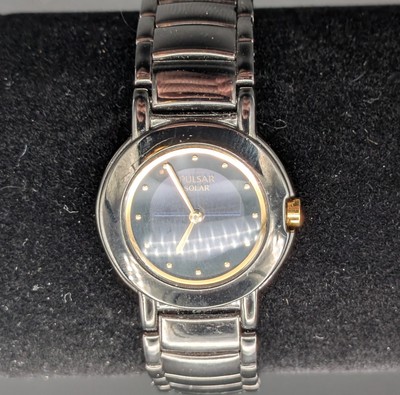 Pulsar Women's Solar V110-0A30 Gold Dial Stainless Steel Watch, Working ...