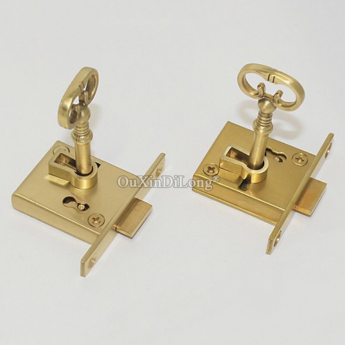 2PCS Antique Pure Brass Drawer Lock Furniture Cupboard Locker File ...