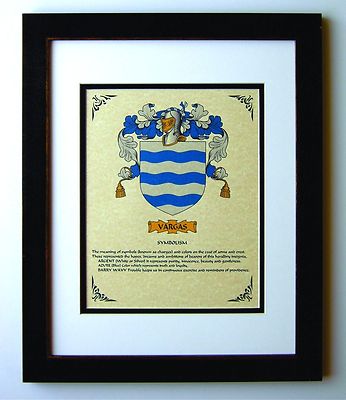 HERALDRY COAT OF ARMS ~ VARGAS FAMILY CREST ~ FRAMED | eBay