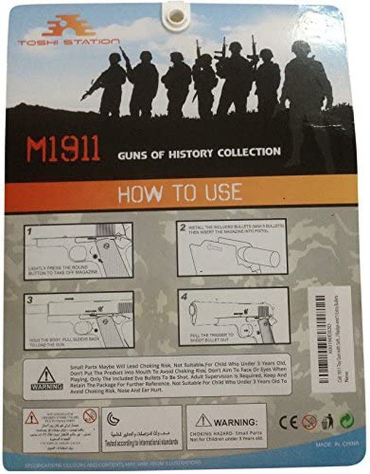 Toshi Station 1911 Toy Gun with Soft Bullets and Ejecting Magazine ...
