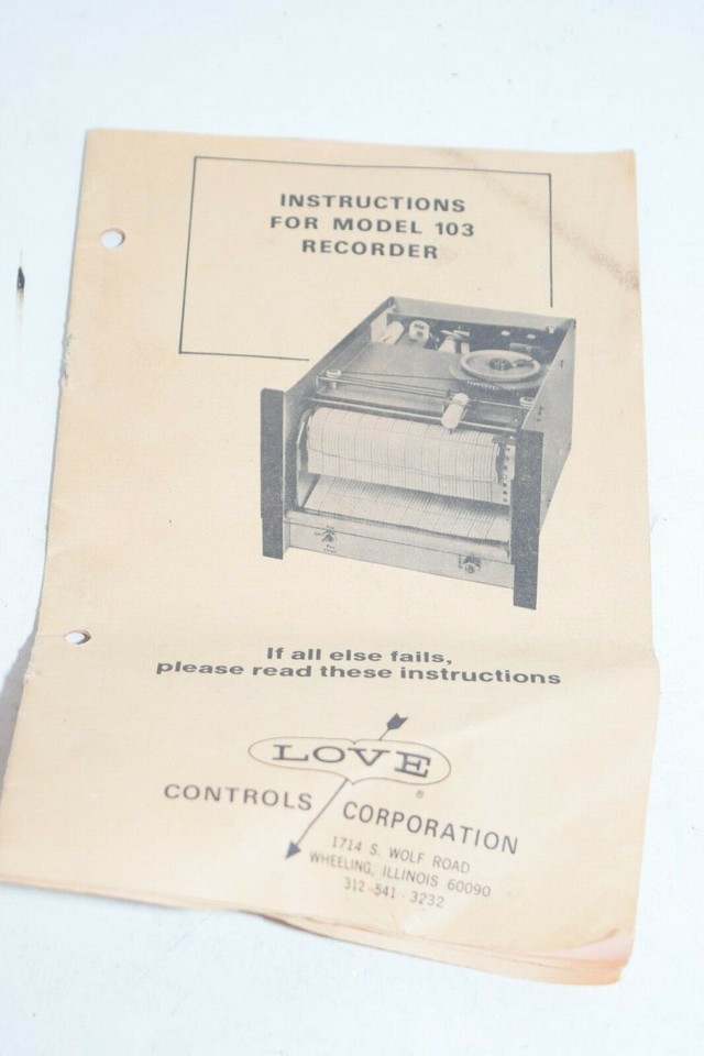 Vintage Love Controls Corp. Instructions for Model 103 Temperature ...