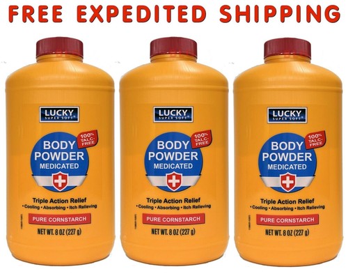 Lucky Super Soft Medicated BODY POWDER Fresh No Odor Day Relieves ...