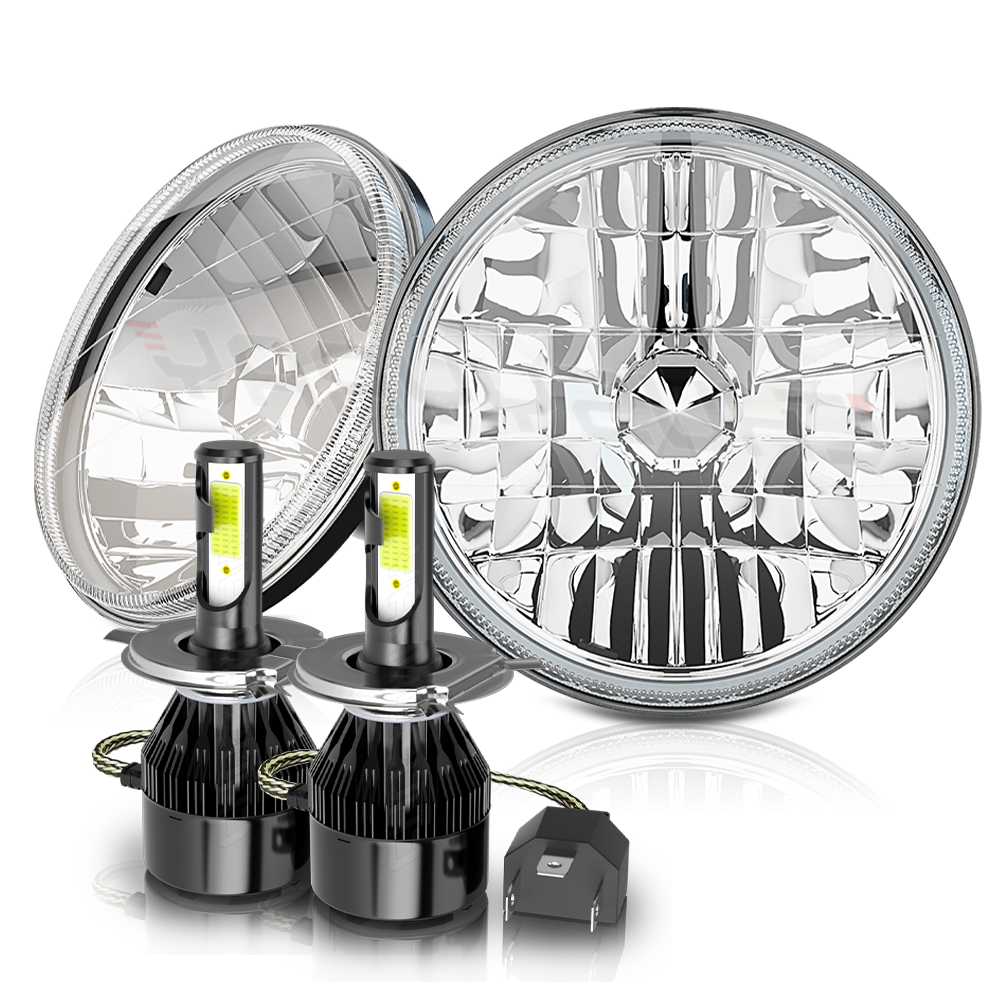 Pair FIT Chevy C10 K10 K20 K5 1975-1980 100W 7" Round LED Headlights Hi ...
