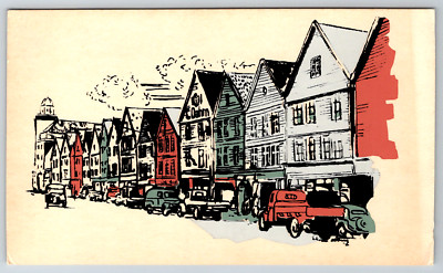 Hand-made Bergen Norway Postcard Design Sven Skaar-Olsen Andersen ...