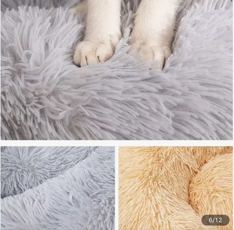 Donut Plush Pet Dog Cat Bed Fluffy Soft Warm Calming Bed Sleeping ...