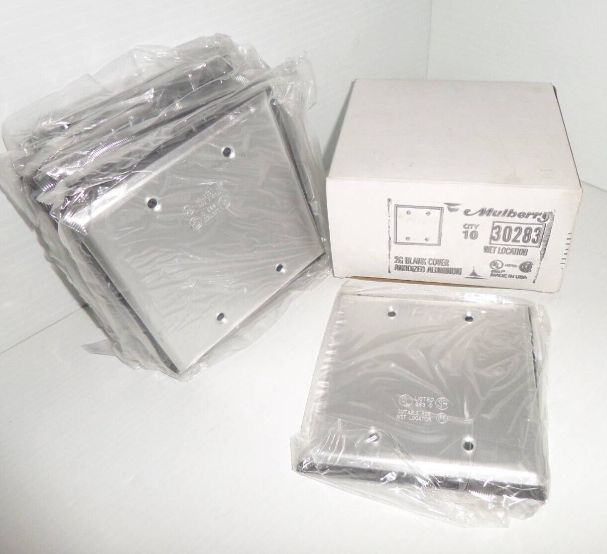 ⭐NEW BOX OF 10 Mulberry 30283 Cover Plate Aluminum 2-gang weatherproof ...