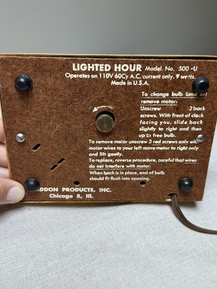 VTG 1950s Haddon Golden Visionette Model 80 Electric Mystery Clock ...