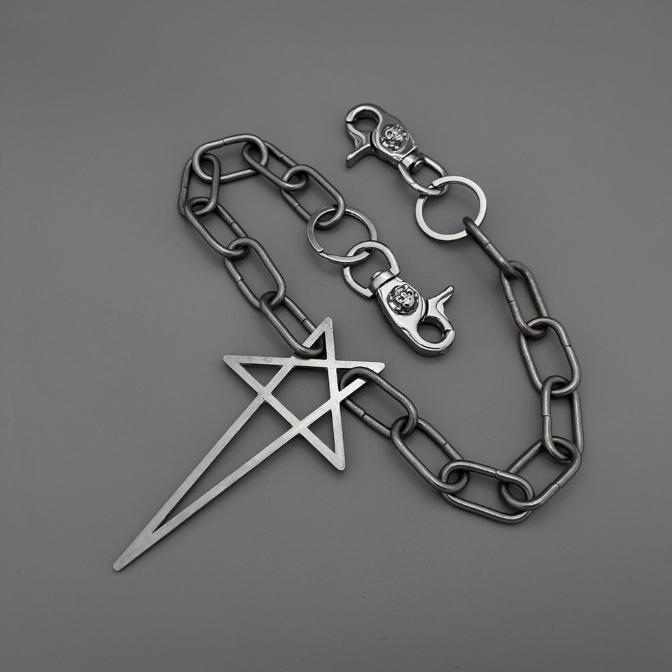 Mens Punk Vintage Star Wallet Chain Links Gothic Keychain Jeans Pants ...