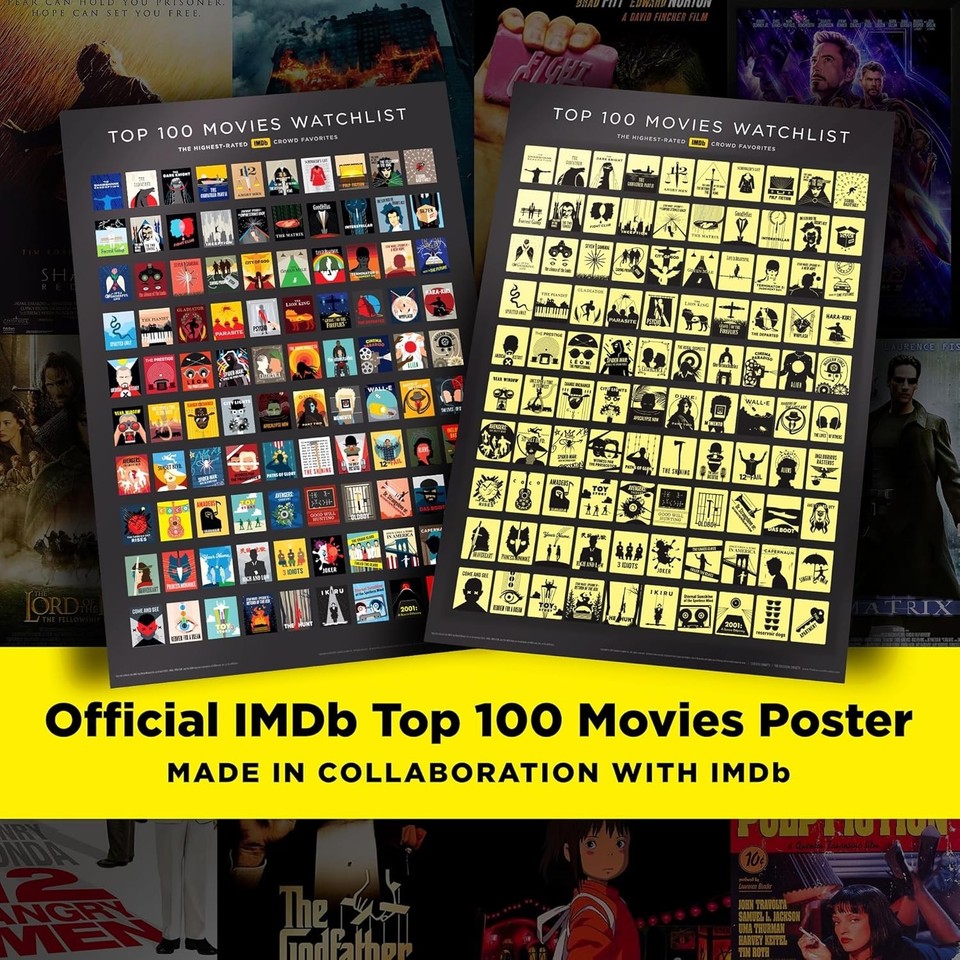 Official IMDb Top 100 Movies Scratch Off Poster | Bucket List - | 16 ...