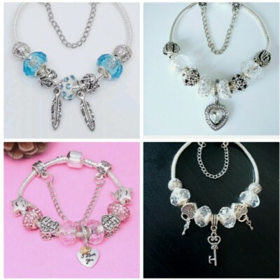 925 Silver bracelet with Charms plated | eBay