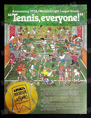 USTA Michelob Light Beer League Tennis 1980 Print Magazine Ad Poster ...