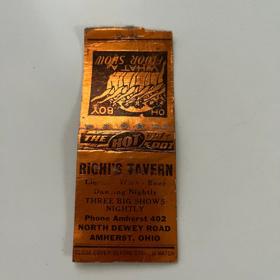 Richi's Tavern Liquor Wine Beer Amherst OH Vintage Matchbook Cover ...