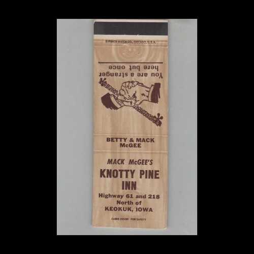 Matchbook Cover Mack McGee's Knotty Pine Inn Keokuk IA | eBay