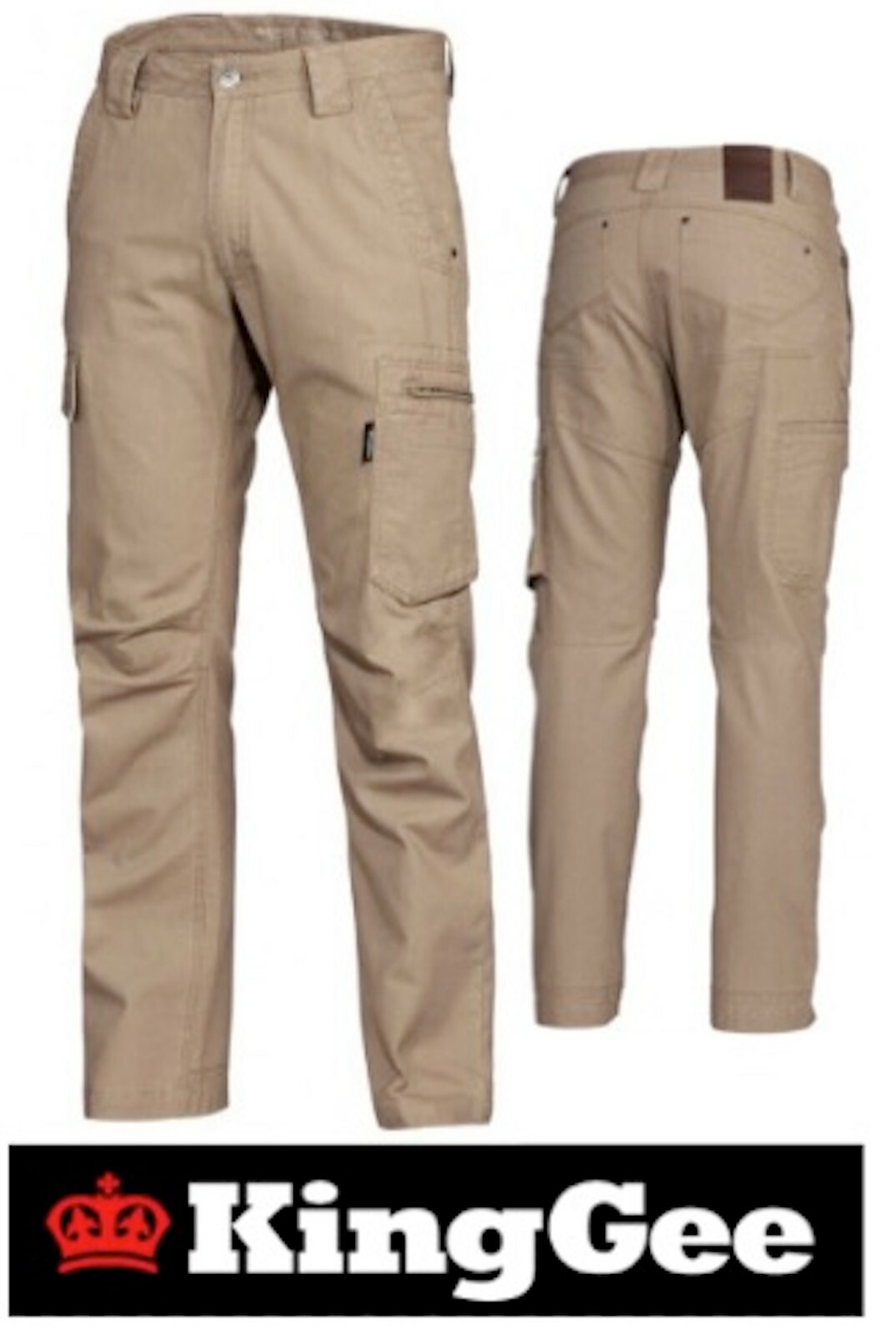 KING GEE MENS 'TRADIE' NARROW FIT 100% COTTON CANVAS CARGO WORK PANTS ...