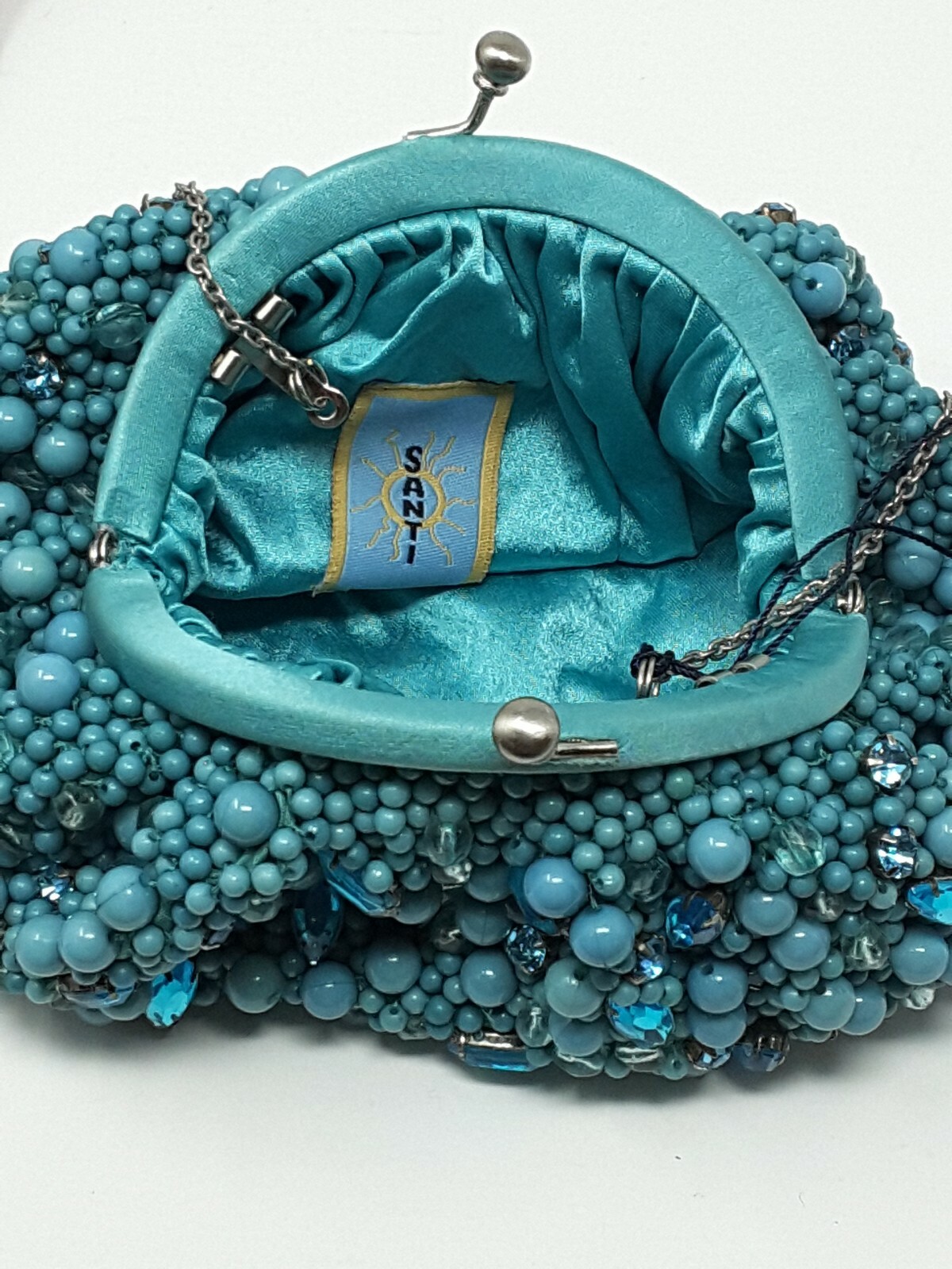 Santi Hand-beaded Blue Jeweled Turquoise Evening Bag | eBay