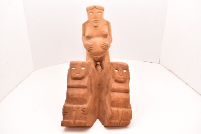 RARE Palau Micronesia Squatting FERTILITY Figure Pearl Eyes Statue ...