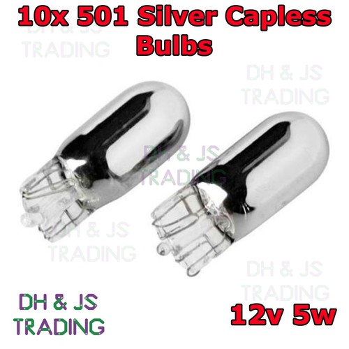 10 x 501 Side Tail Light SILVER Push In Number Plate Capless Bulb Bulbs ...