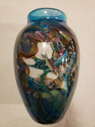 Signed David Small Art Glass Vase Marine Reliquary Series | eBay