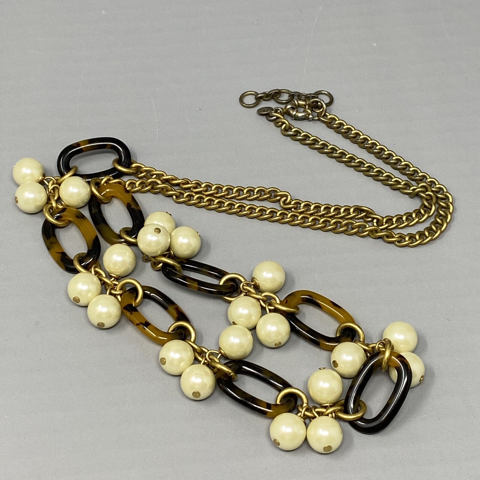 J Crew Necklace Faux Tortoise Shell Simulated Pearl C… - Gem