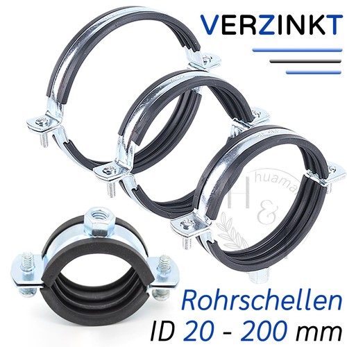 Rohrschellen aus mit Gummieinlage Verzinkt Schelle Φ20mm/25mm/32mm/40mm ...
