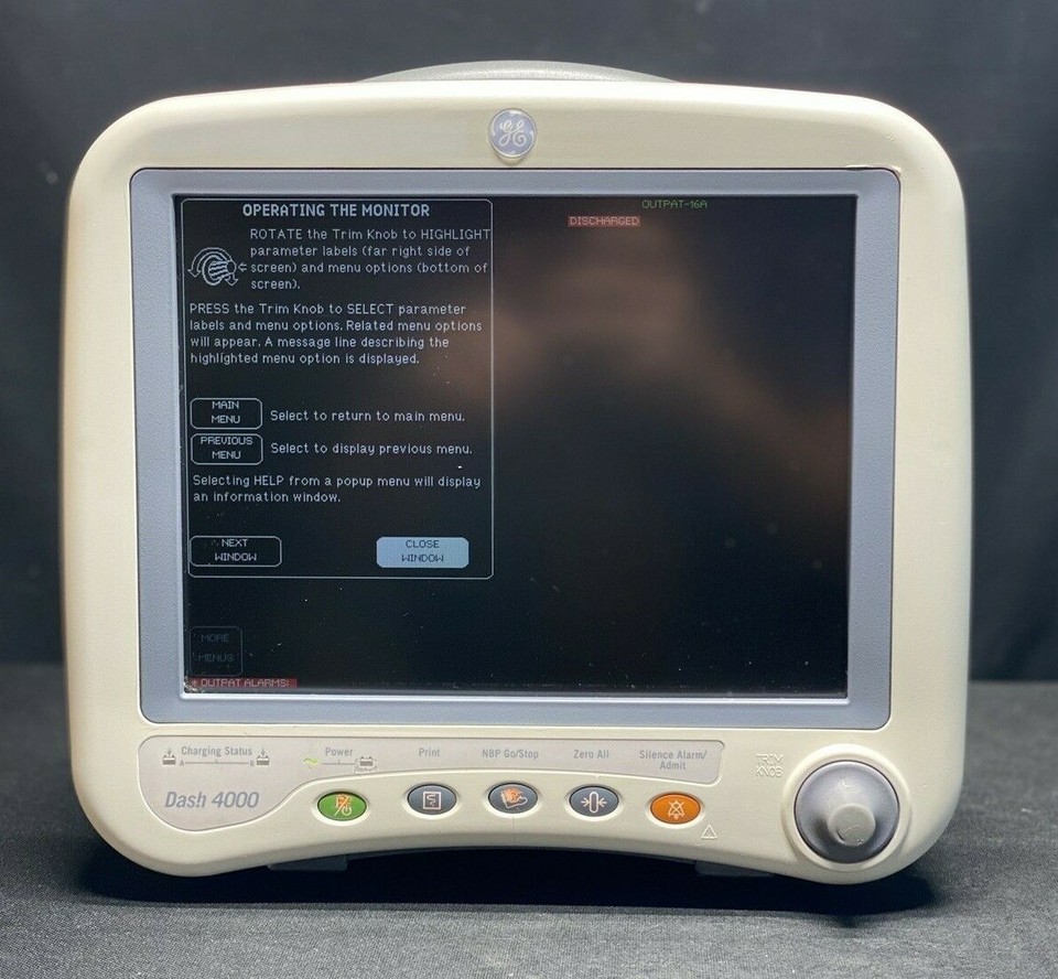 GE Dash 4000 Patient Monitor - Ohmeda Spo2 + ECG + NIBP + Printer ...