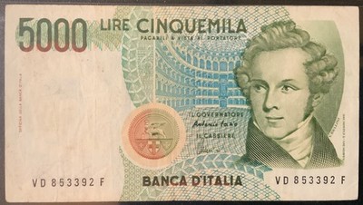 1985 ITALY PAPER MONEY - 5,000 LIRE BANKNOTE! | eBay