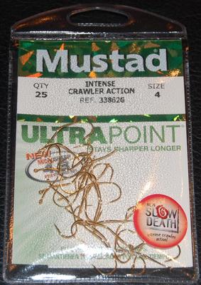 25 Mustad 33862G Gold Slow Death Hooks Size 4 Ultra Point Intense ...