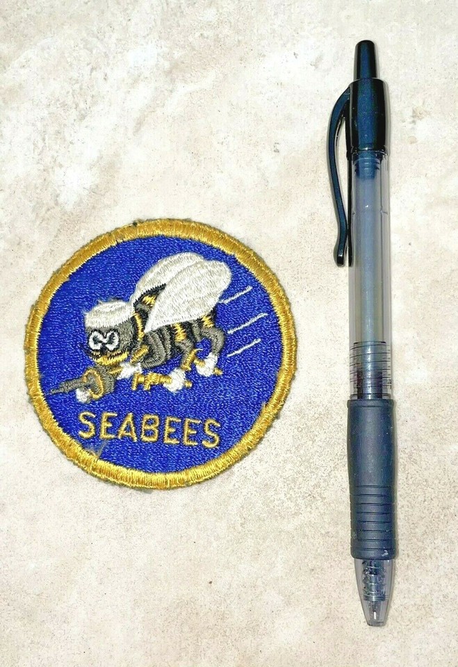 WWII USN NAVY SEABEES SEABEE CB PATCH GOLD RING & GOLD LETTERS RARE! | eBay