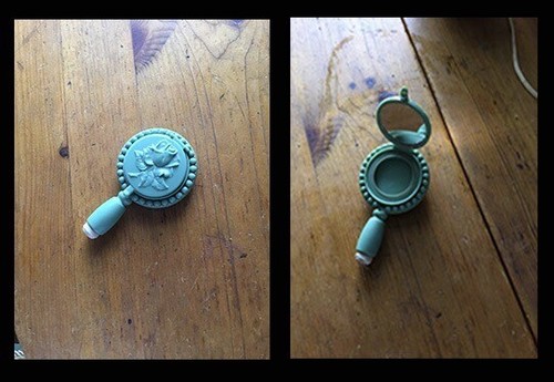 Vintage French Green Celluloid Trio-Ette Rose Triple Vanity Makeup ...