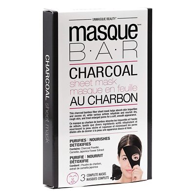masque BAR Charcoal Face Mask, Full Facial Sheet Masks that Absorb ...
