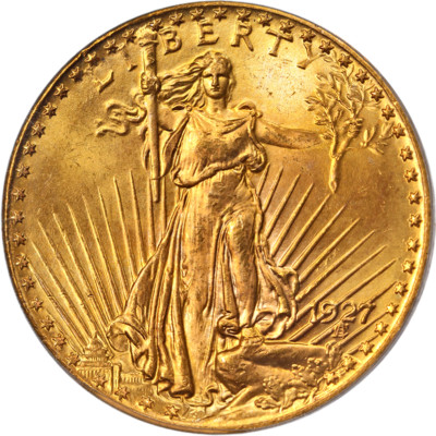 1927-P Saint-Gaudens Gold $20 CAC Sticker PCGS MS65 Superb Eye Appeal ...