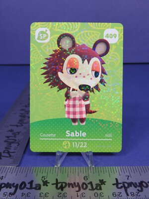 SABLE #409 AUTHENTIC US PACK FRESH Animal Crossing Series 5 Amiibo Card ...