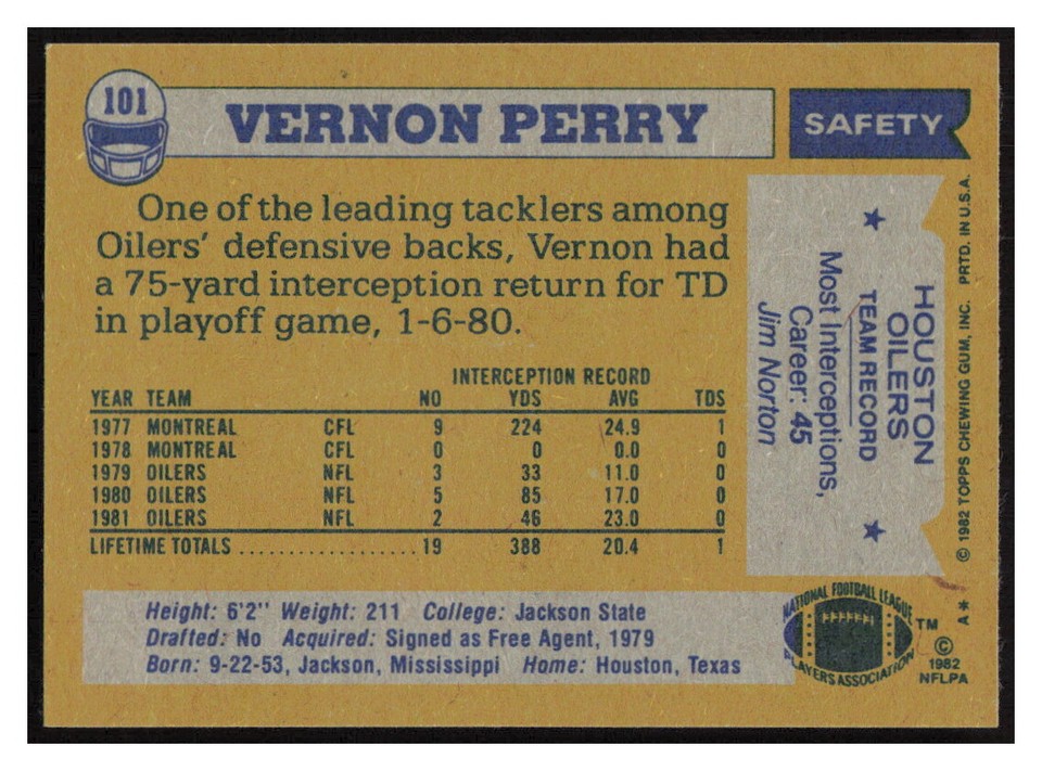 1982 Topps #101 Vernon Perry | eBay