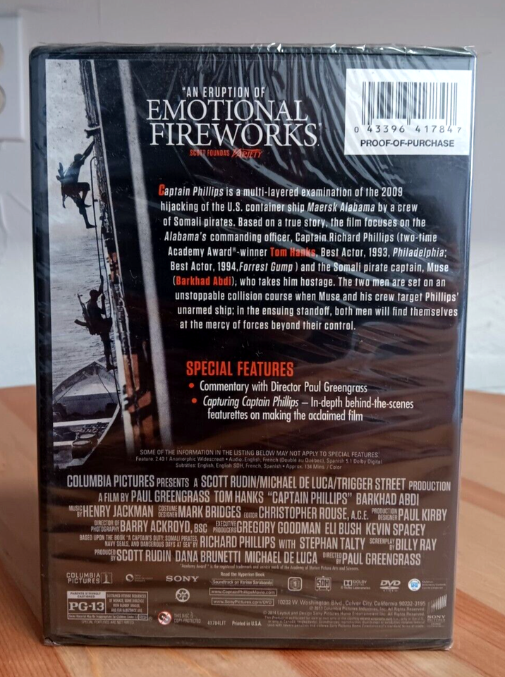 Captain Phillips DVD New Sealed Tom Hanks Based on a True Story 2015 | eBay