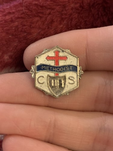 Vintage CS Methodist Cross Silver Tone Enamel Lapel Pin (GW6) | eBay