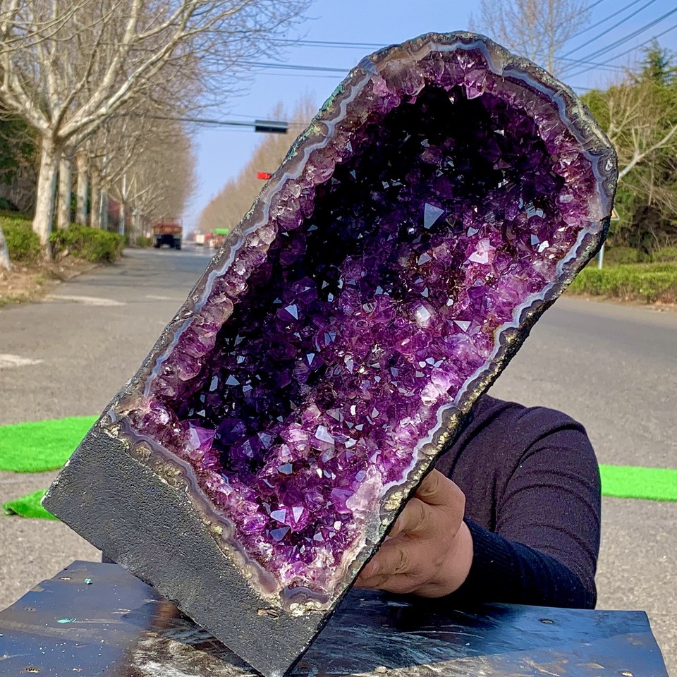18.26LB Natural Amethyst agate geode quartz cluster crystal specimen ...