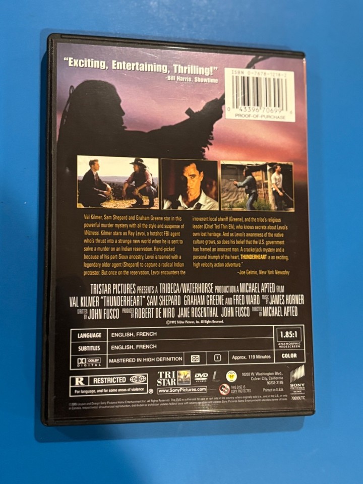 THUNDERHEART (DVD, 1992) Val Kilmer, Sam Shepard | eBay UK