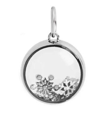 Origami Owl SNOWFLAKE Snowglobe Capsule Living Locket Pendant & CHAIN ...
