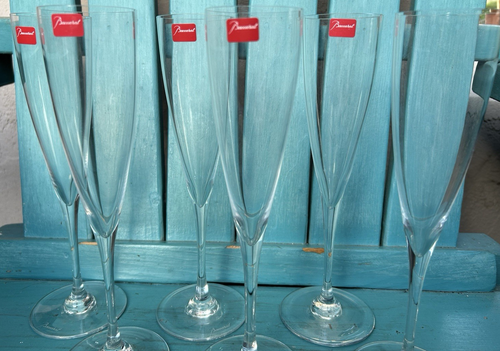 france SET-OF-6 X 9 1/4" DOM PERIGNON CHAMPAGNE FLUTES w stickers ...