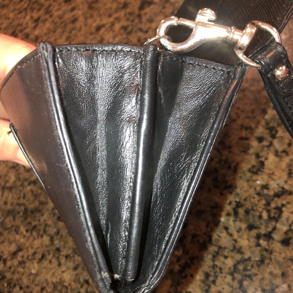 Y2K COACH Vintage SOHO HAMPTON Large Black Leather Wristlet w/ Silver ...