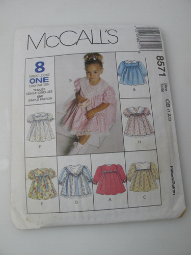 Vtg McCalls Pattern 8571 Girls Party Dress 8 Styles Zip Childs 1-2-3 ...