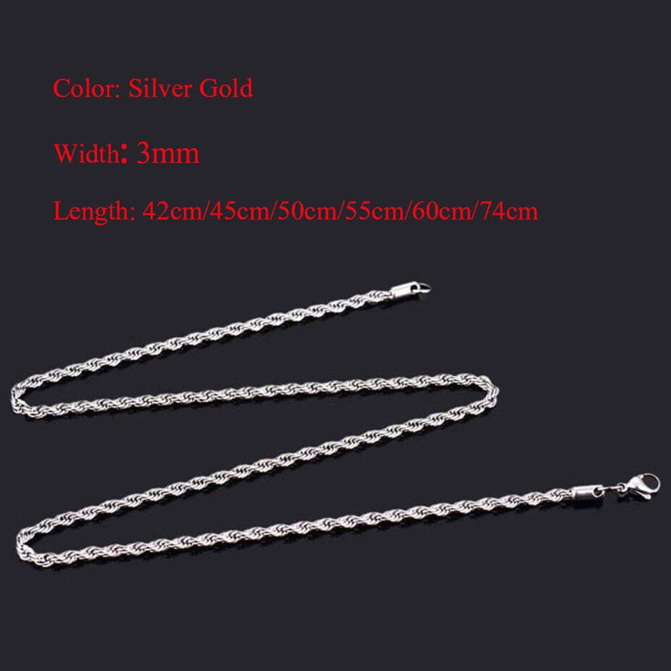 42-74cm Womens Mens Solid Twist Rope Chain Necklace Wedding Engagement ≈ | eBay Australia