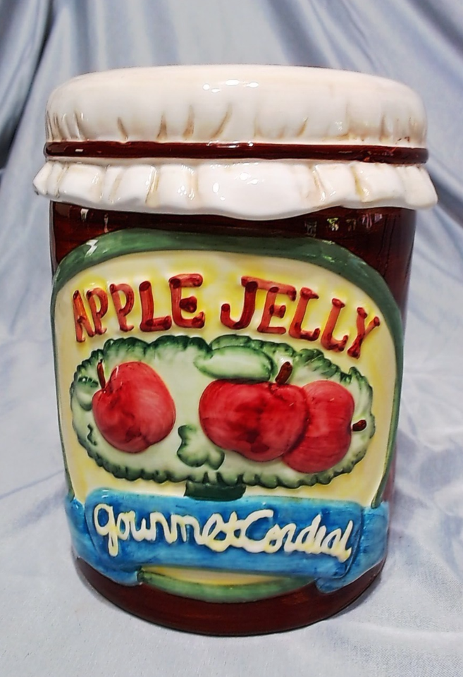 RARE VINTAGE PRETTY APPLE JELLY CANISTER COOKIE JAR 7-1/4", PHILIPPINES ...