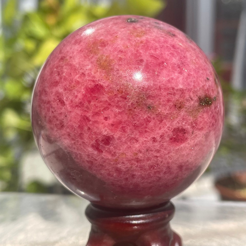 328g Natural Red Black Rhodonite Quartz Crystal Sphere Mineral Healing ...