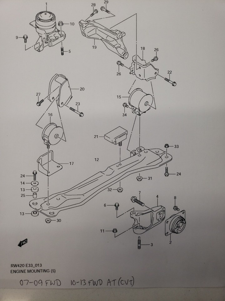 Suzuki SX4 FWD Engine Cross - Member 11630-79J00 OEM New | eBay